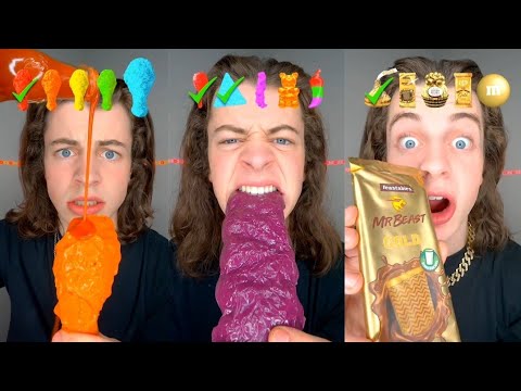Giant Candy Mukbang ASMR | Colorful Gummy Worms & Sour Treats Compilation #48