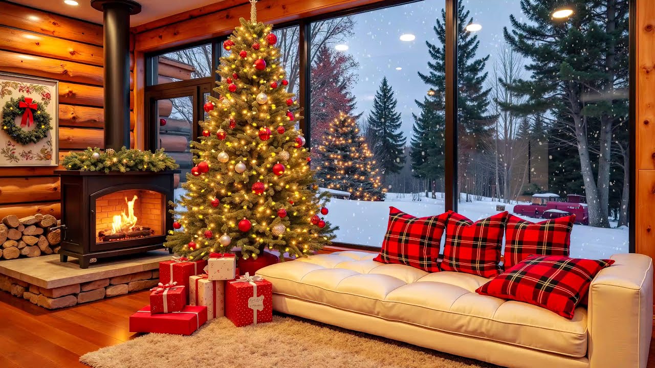 Instrumental Christmas Music 🔥 Fireplace Ambience for Cozy Holidays 🎄 ...