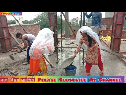 concrete column | construction work process female worker - YouTube