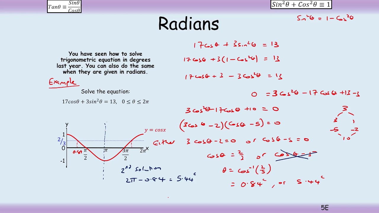 A2 5 4 Solving trigonometric equations Edexcel Pure A Level Maths - YouTube