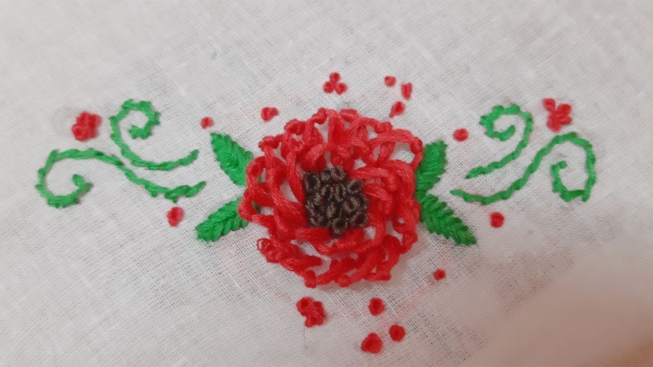 Hand Embroidery :Easy And Beautiful Knotted loop Flower Stitch - YouTube