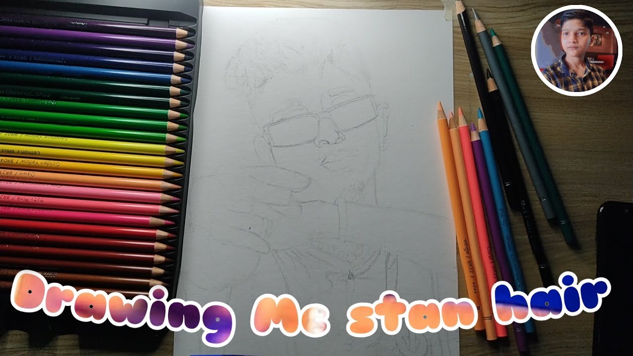 Drawing Mc stan hair | Mc stan drawing with brustro colour pencil - YouTube
