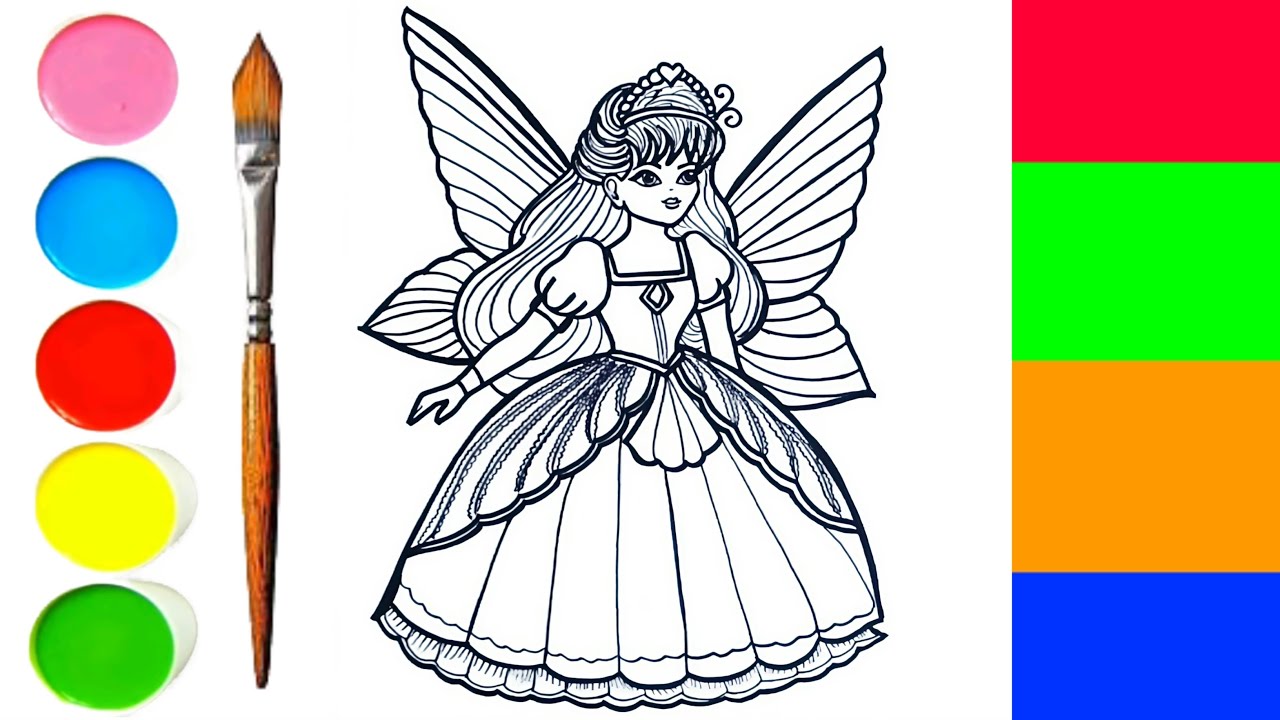Fairy#14 with sharp coloring design for kids | How to make drawing of a ...