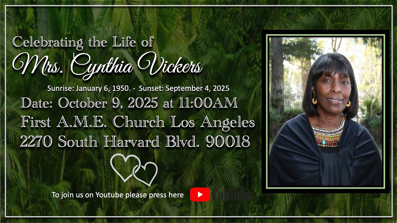 October 9, 2025 11:00AM Celebrating the Life of Mrs. Cynthia Vickers ...