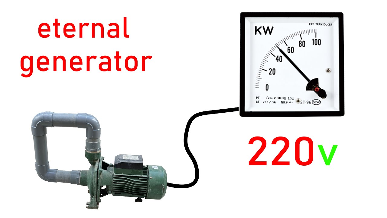 I turn centrifugal water pump into a 220V Eternal Generator new way ...