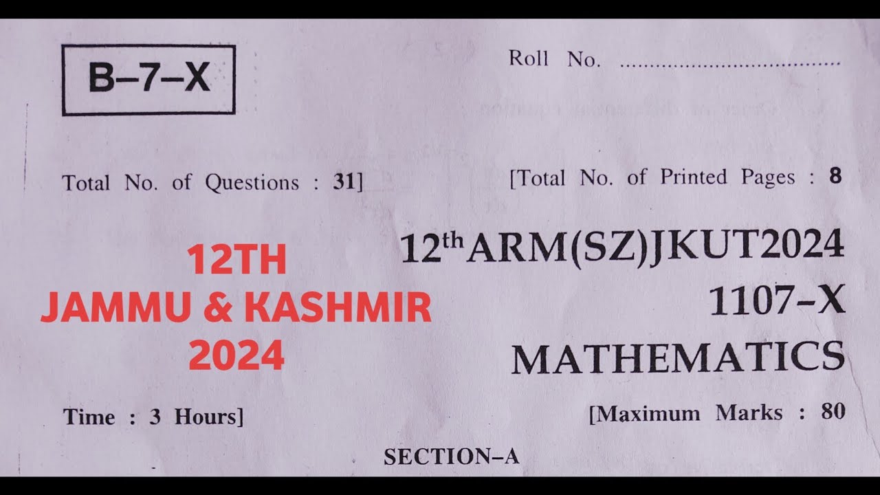 jkbose todays 12th mathematics paper 2024 😱 | jkbose class 12th math ...
