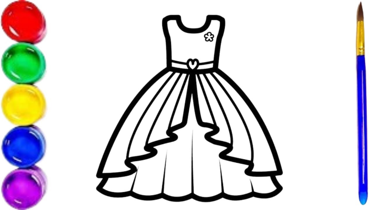 How to Draw Cute and Easy Dress | Easy drawing and Coloring for Kids ...