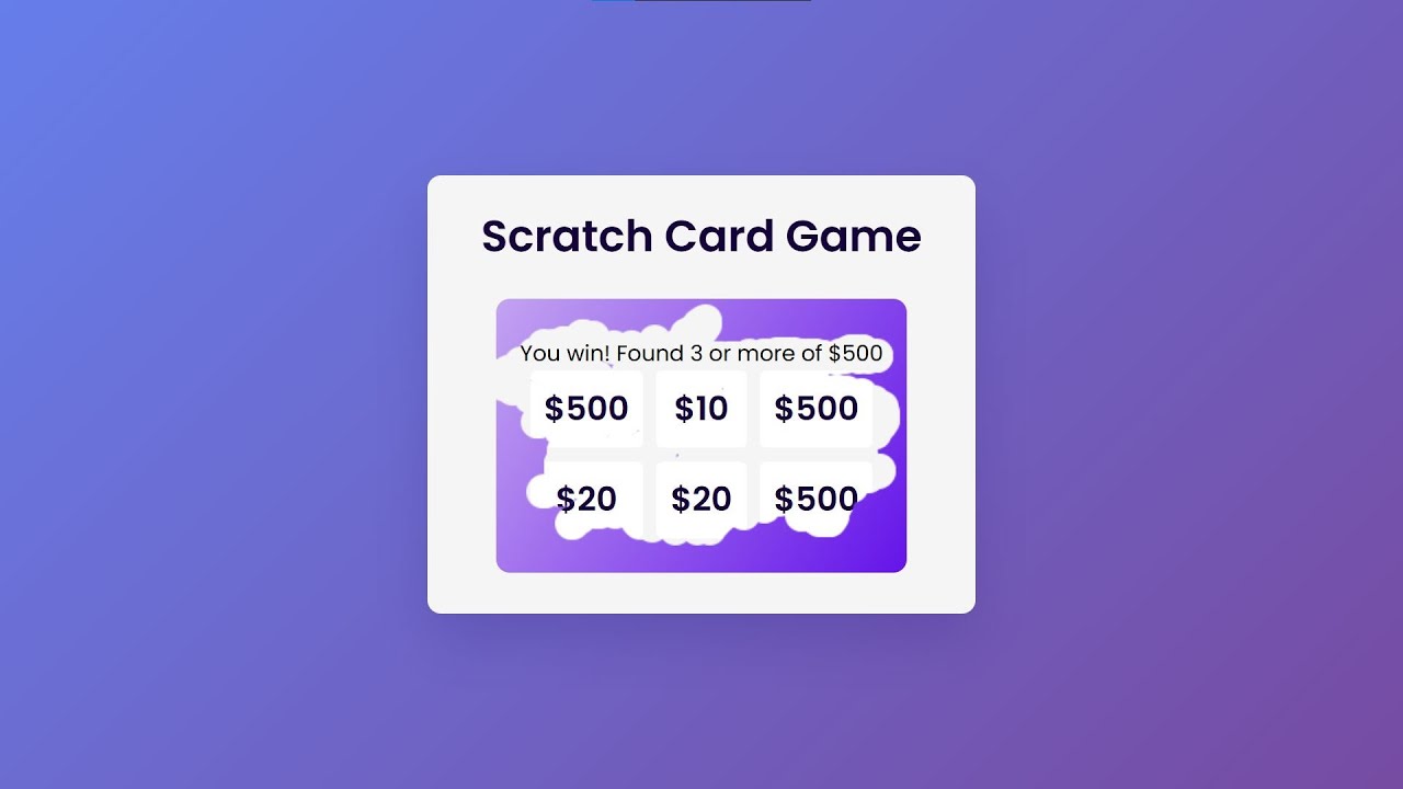 Scratch Card Game Using HTML, CSS and JavaScript with Source Code - YouTube
