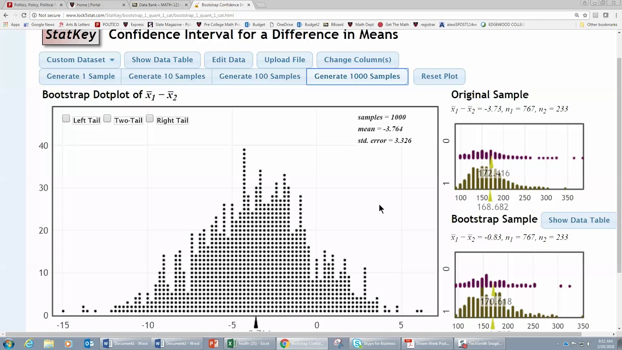 Confidence Interval Using Statkey - YouTube