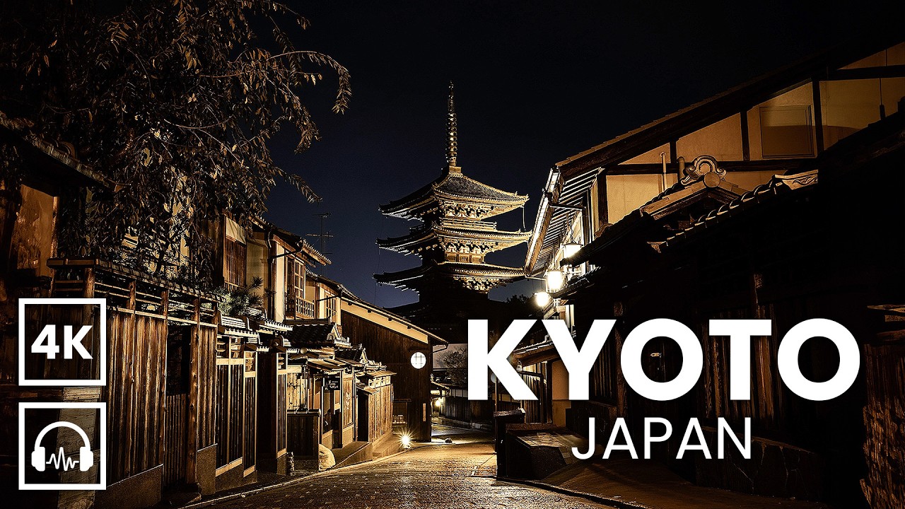 KYOTO 4K Walking Tour With Captions & Immersive Sound 🏮 Midnight Walk ...