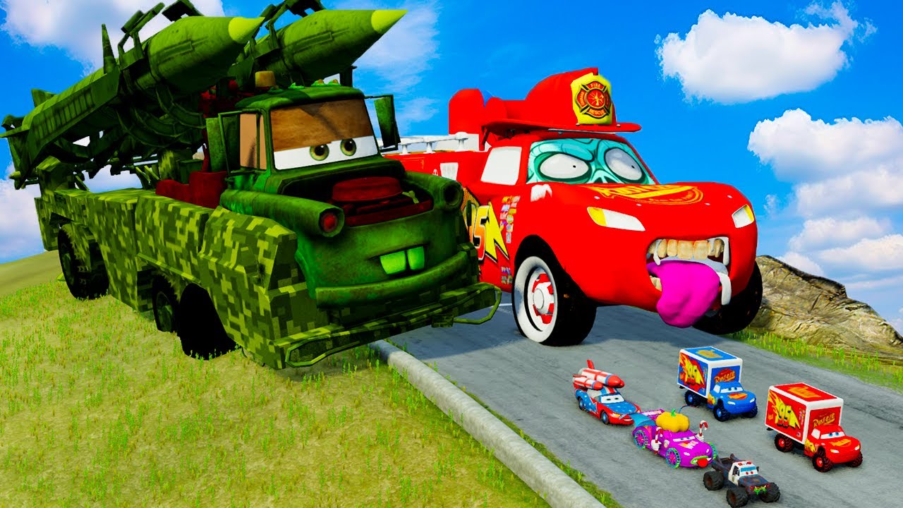 Big & Small Lightning McQueen Monster Wheels vs Pixar Cars with Big ...