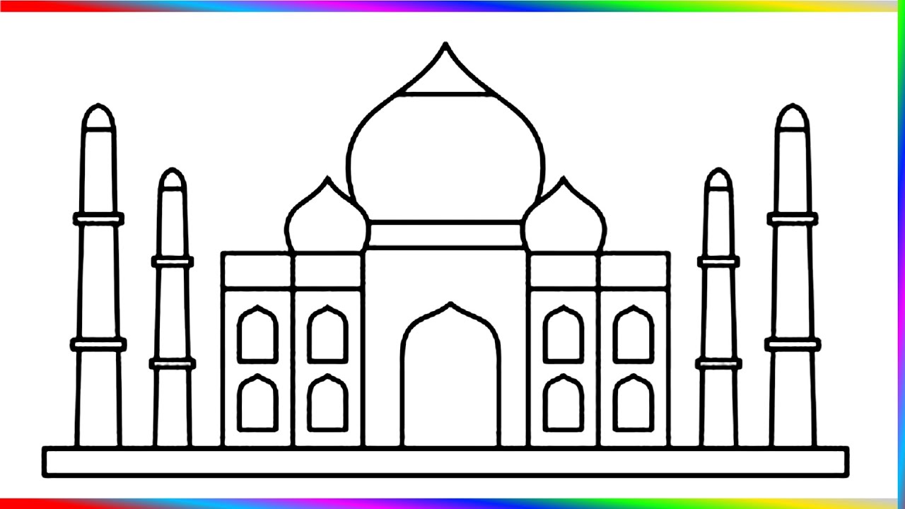 Taj Maha Drawing Easy || How to draw Taj Mahal Step By Step || New Taj ...