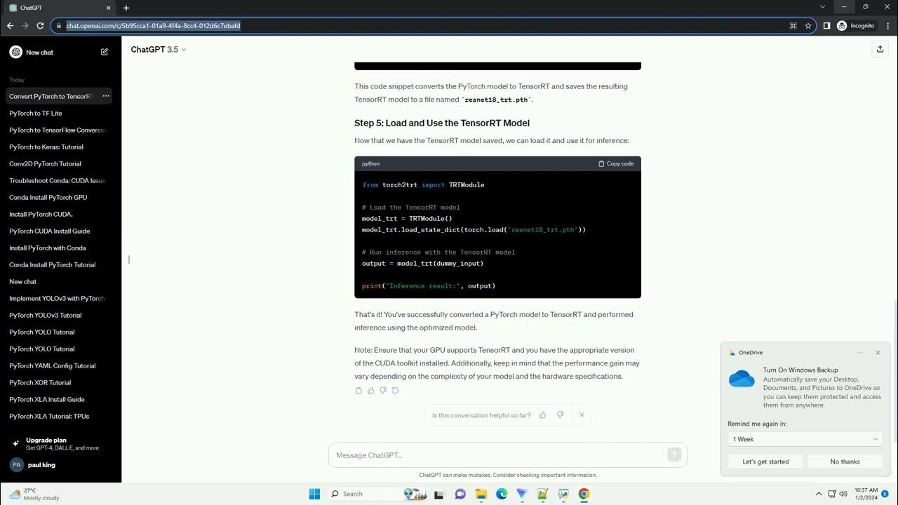 convert pytorch model to tensorrt - YouTube