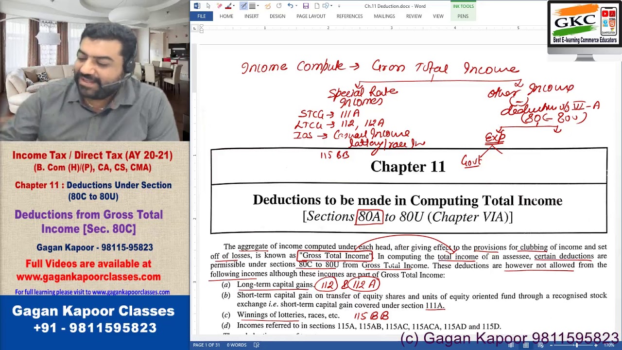 Deduction Under Section 80C | Income Tax AY 2020-21| DU B.Com (Hons ...