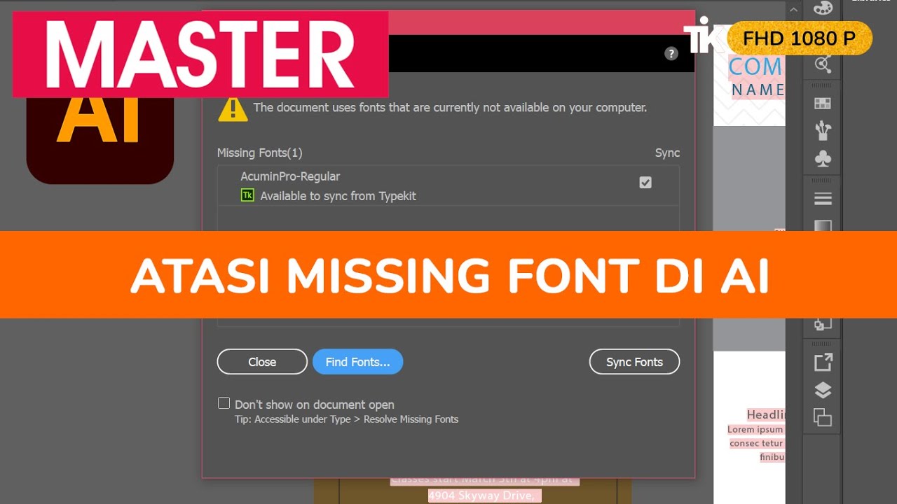 Cara Mengatasi Missing Font di Adobe Illustrator AI - YouTube