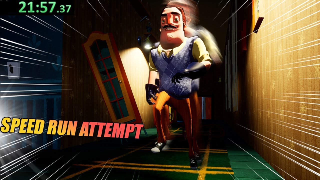 ATTEMPTING To Speed Run Hello Neighbor - YouTube