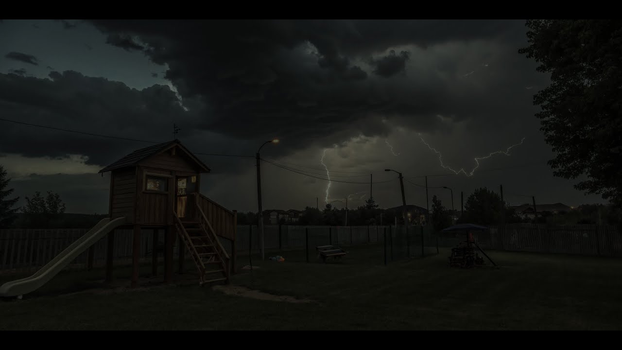 The Backyard in The Chill of a Thunderstorm | Relaxing Thunder and Rain ...