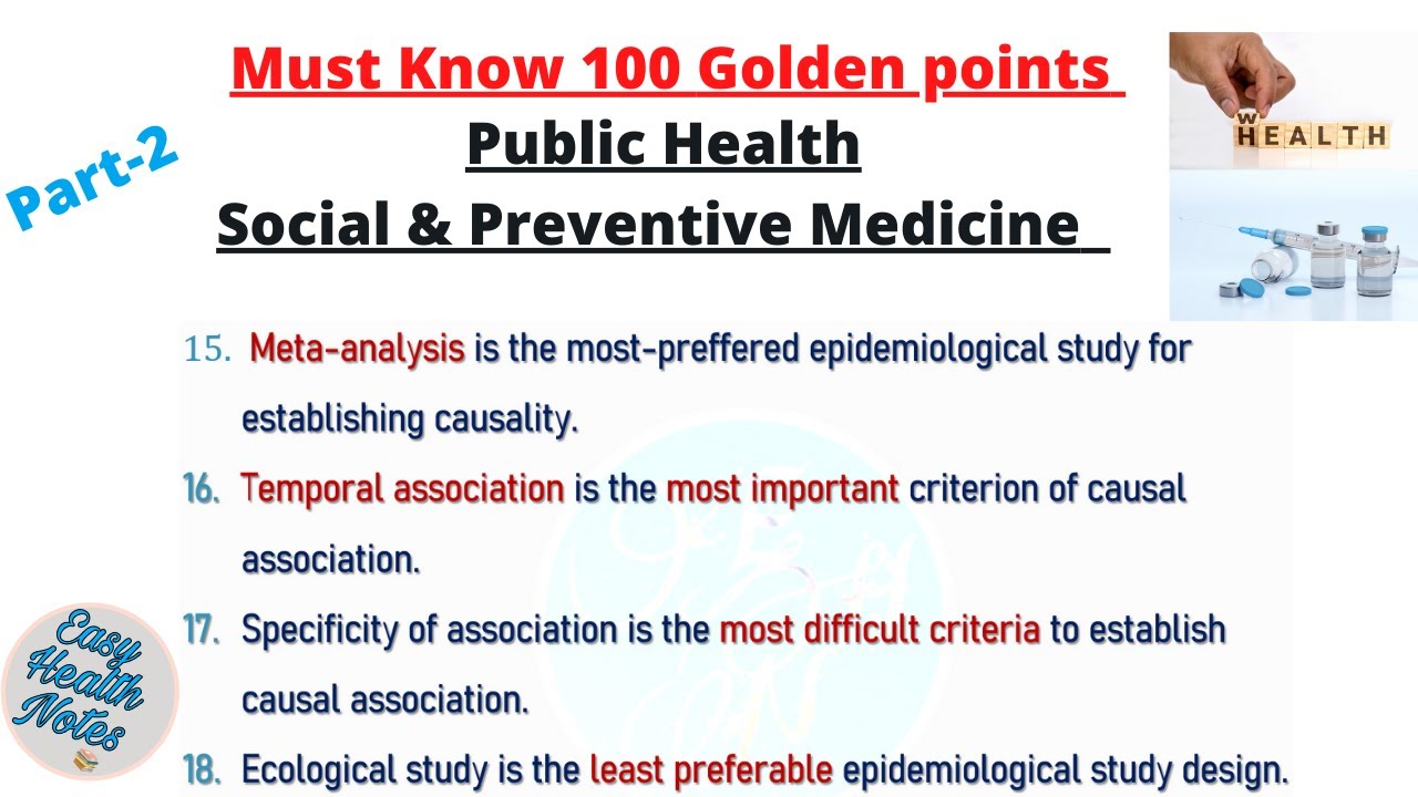 Must know 100 Golden points ।। Public Health Social & Preventive ...