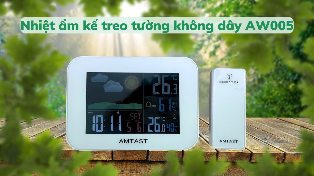 Cách sử dụng nhiệt ẩm kế treo tường không dây AW005 - YouTube