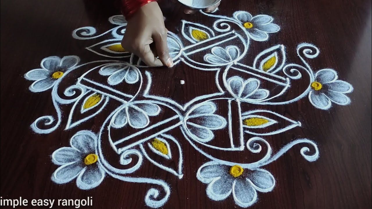 simple easy latest daily kolam (5×3) Dot's... - YouTube