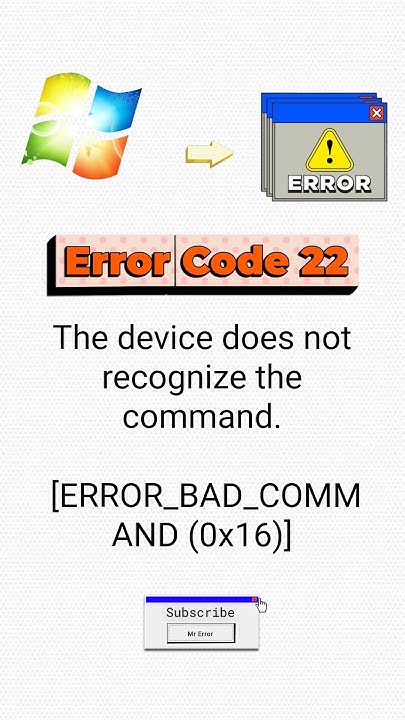 System Error code 22 #windows #windowserror - YouTube