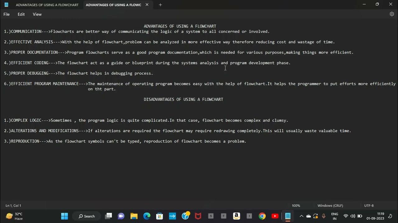 Python Programming (advantages and disadvantages of flowchart) - YouTube