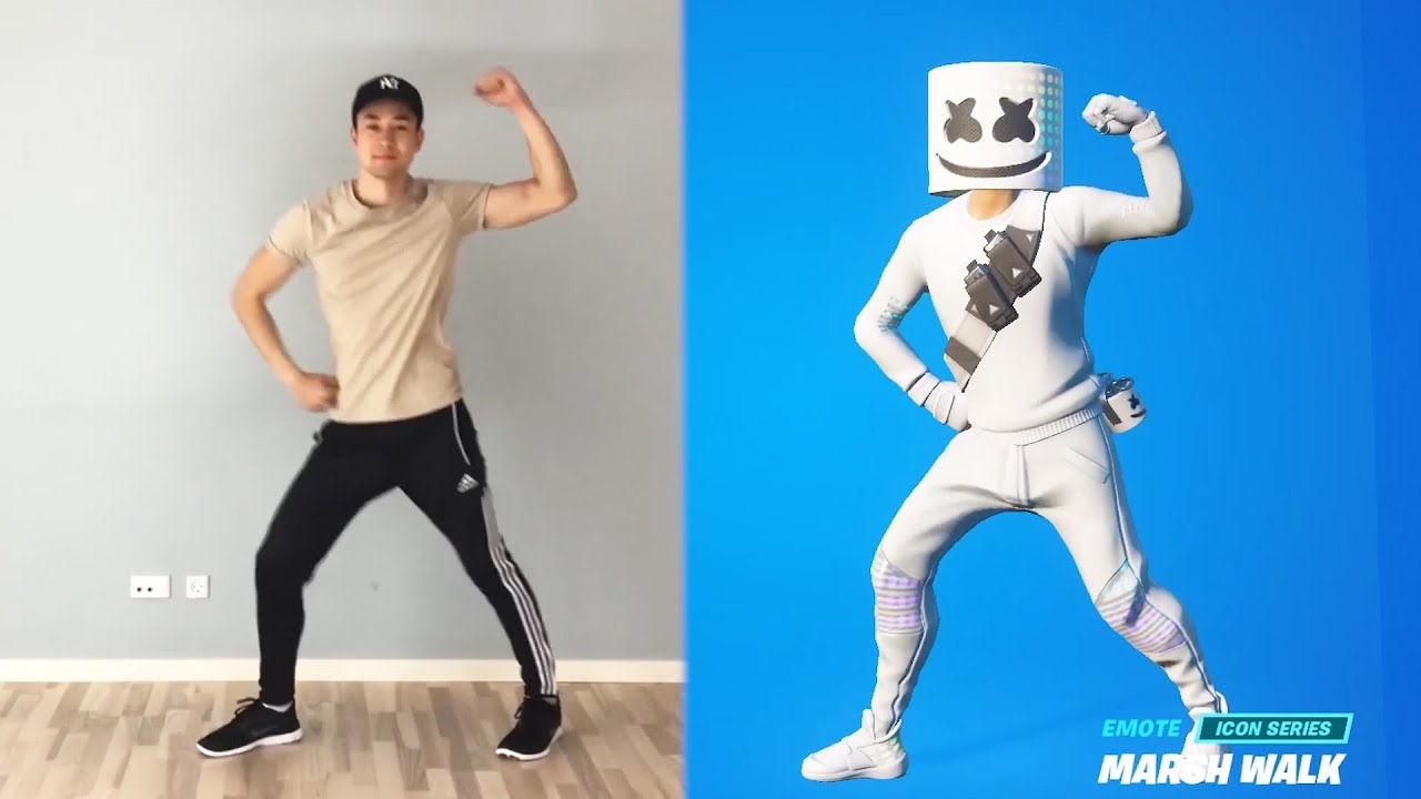 Fortnite Marshmello Walk dance in Real life - YouTube
