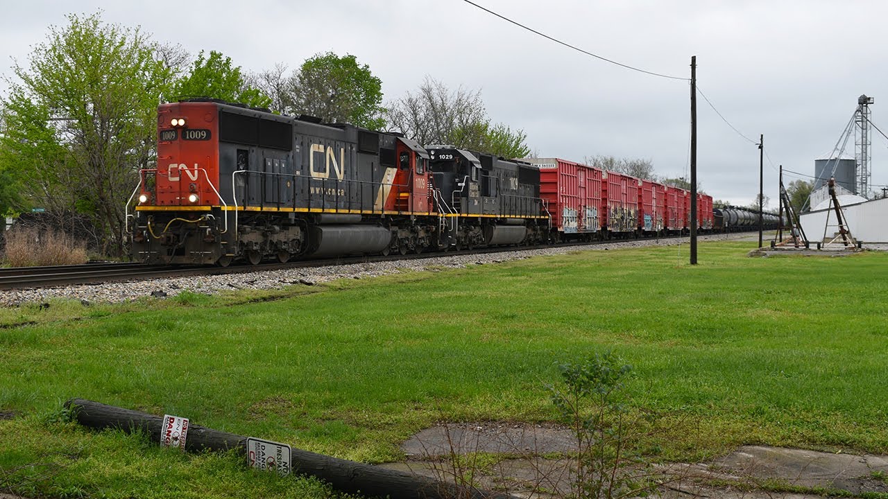 Long Hood Forward SD70 leads CN Freight Train - YouTube