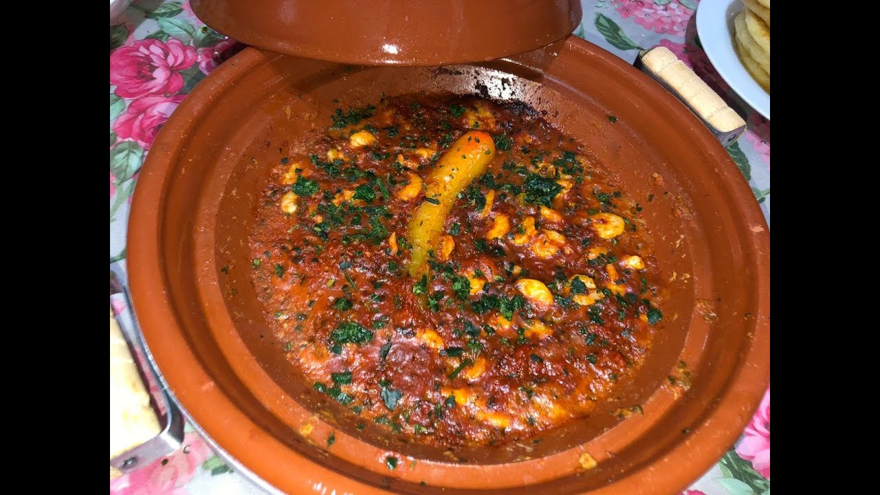 Recette marocaine Tajine crevettes Pil Pil / طريقة التحضير طاجين بيل ...