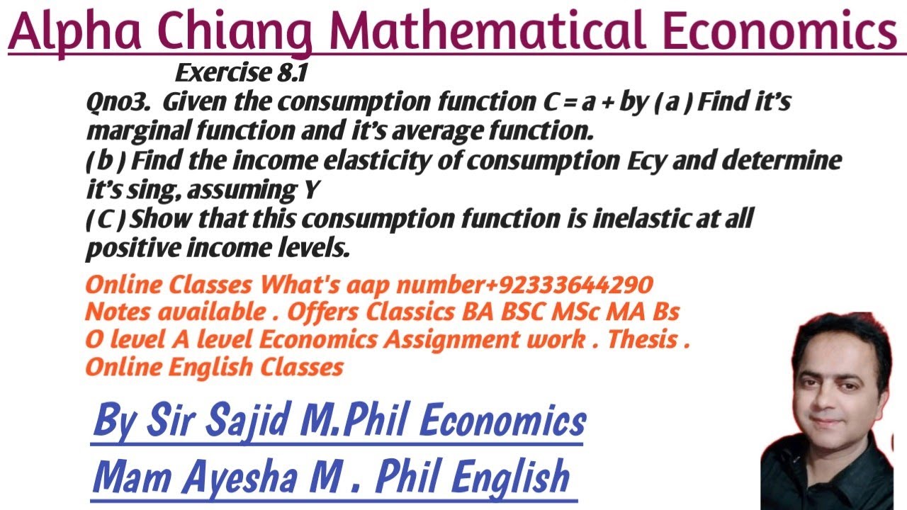 Alpha Chiang Mathematical Eco. Exercise 8.1 .Qno 3 Urdu Hindi By Sir ...