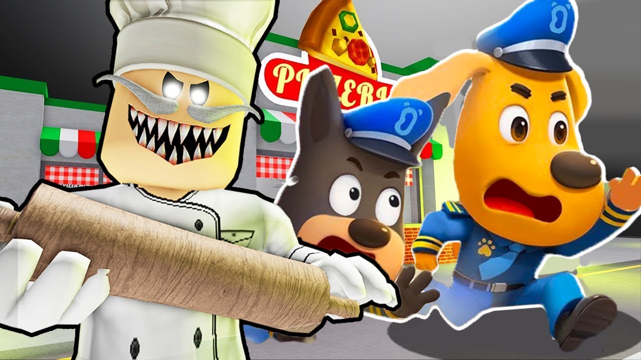 Sheriff Labrador & Dobie Escape Papa Pizza's Pizzeria in Roblox - YouTube