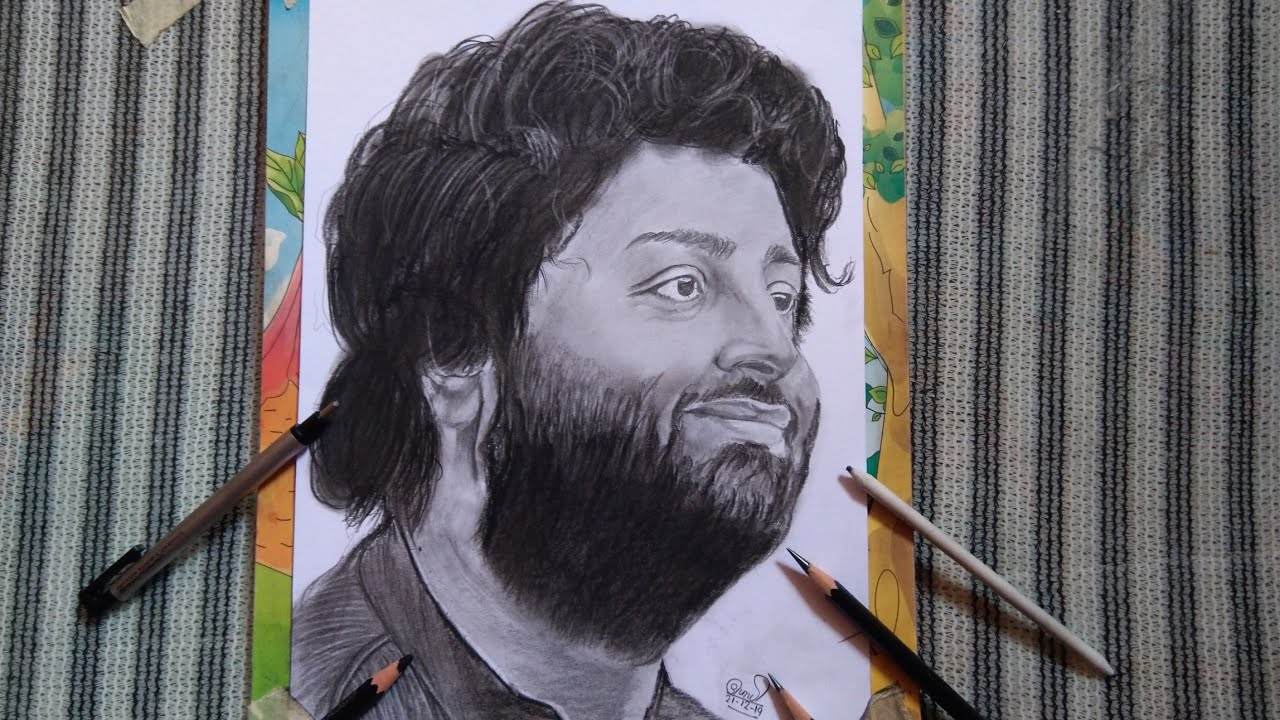 Arijit Singh drawing / how to draw Arijit Singh // Arijit Singh with ...