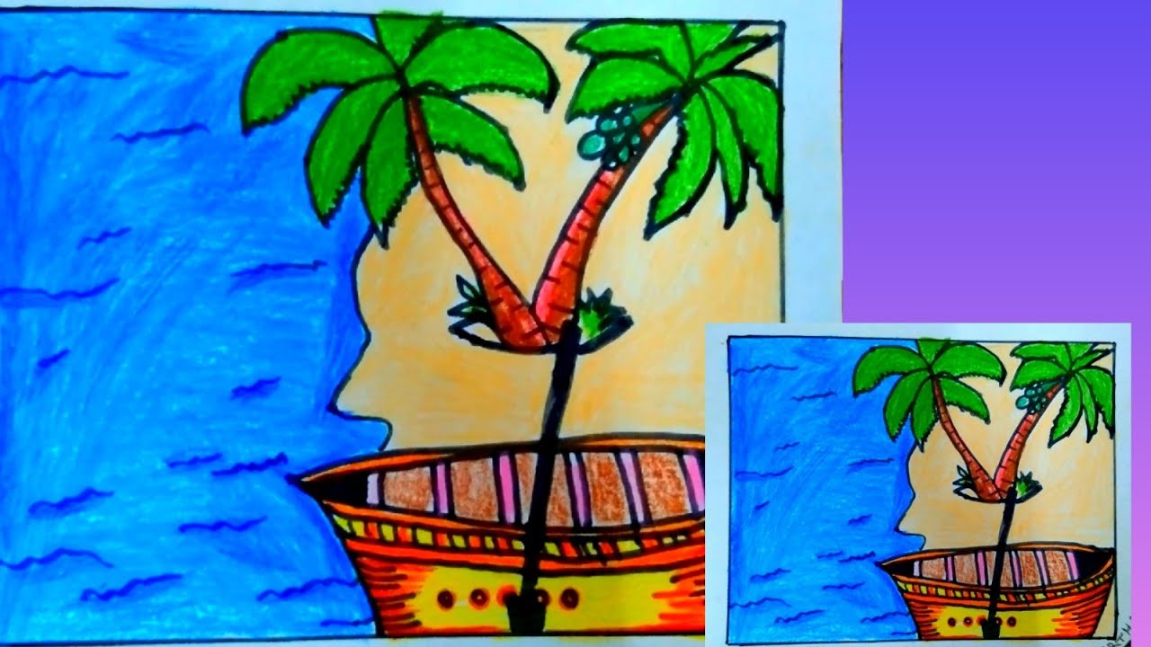 tutorial drawing ||how to draw easy Riverbank scenary/ Colourfulart ...