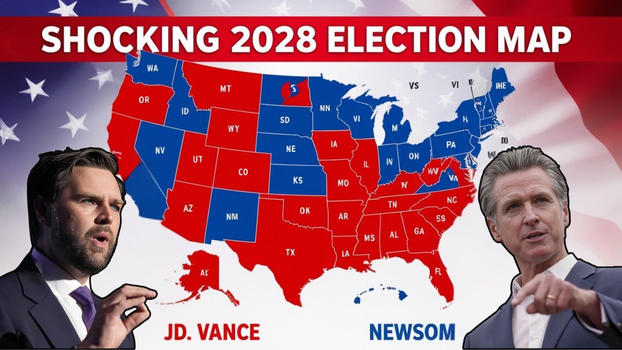 Vance VS Newsom! NEW 2028 US Election Early Map All 50 States - YouTube