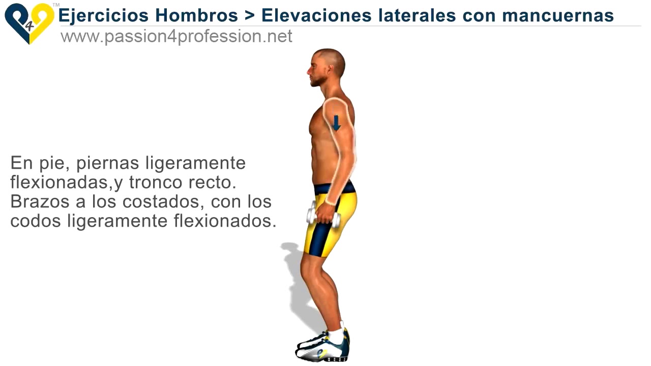 EJERCICIOS HOMBROS - ELEVACIÓN LATERALES CON MANCUERNAS - YouTube