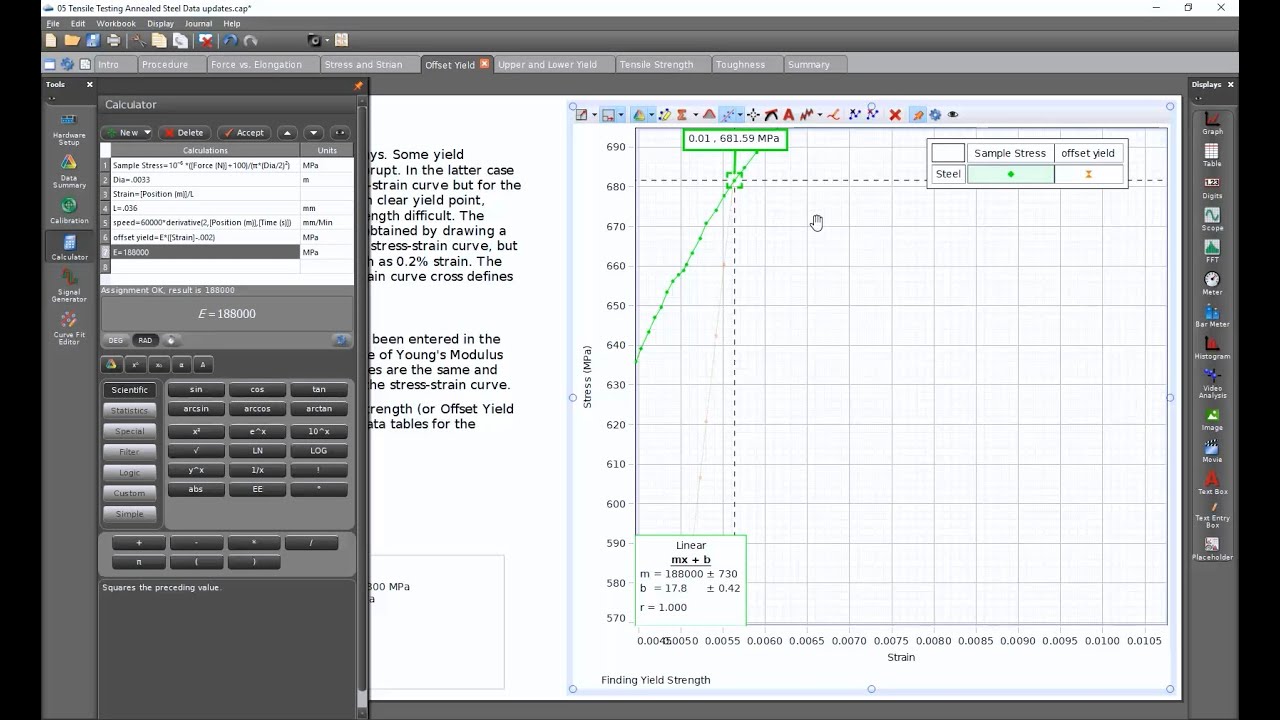 Determining 0.2% Offset Yield Stress (Capstone) - YouTube