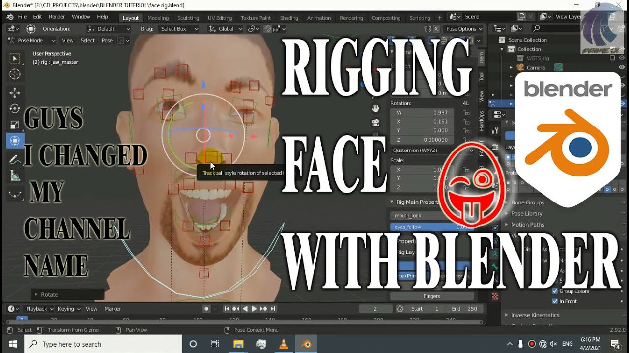 blender animation;rigging face in blender using rigify addon - YouTube