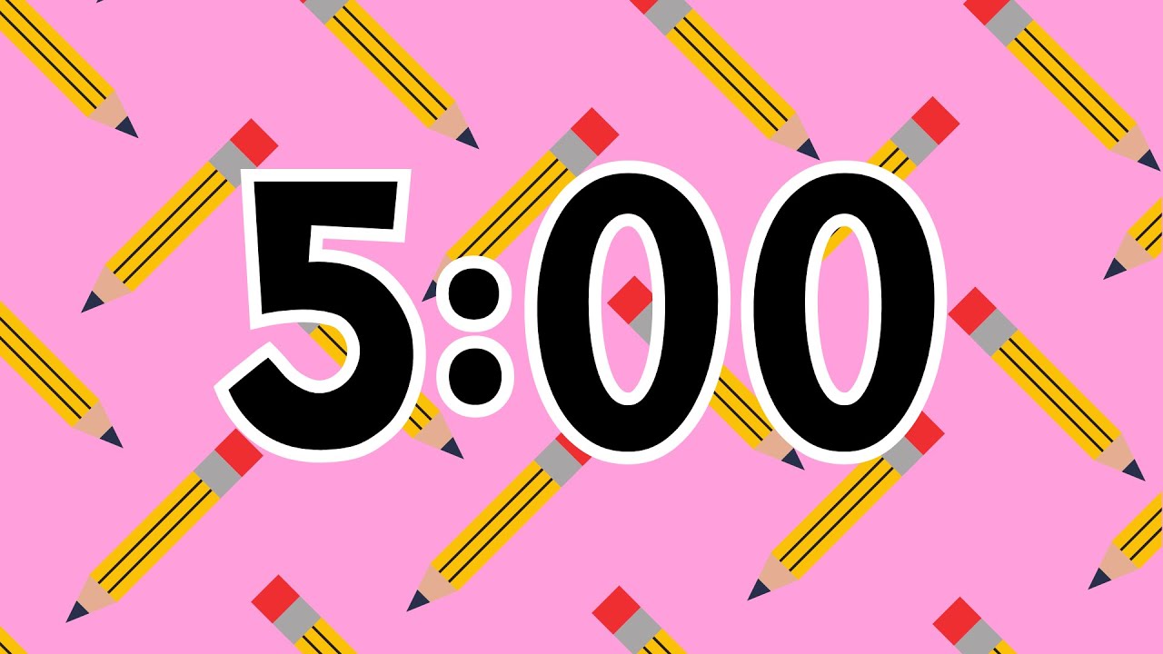 5 Minute Timer | Pencil Theme ️ | No Sound | Beeps at End🛎️ - YouTube