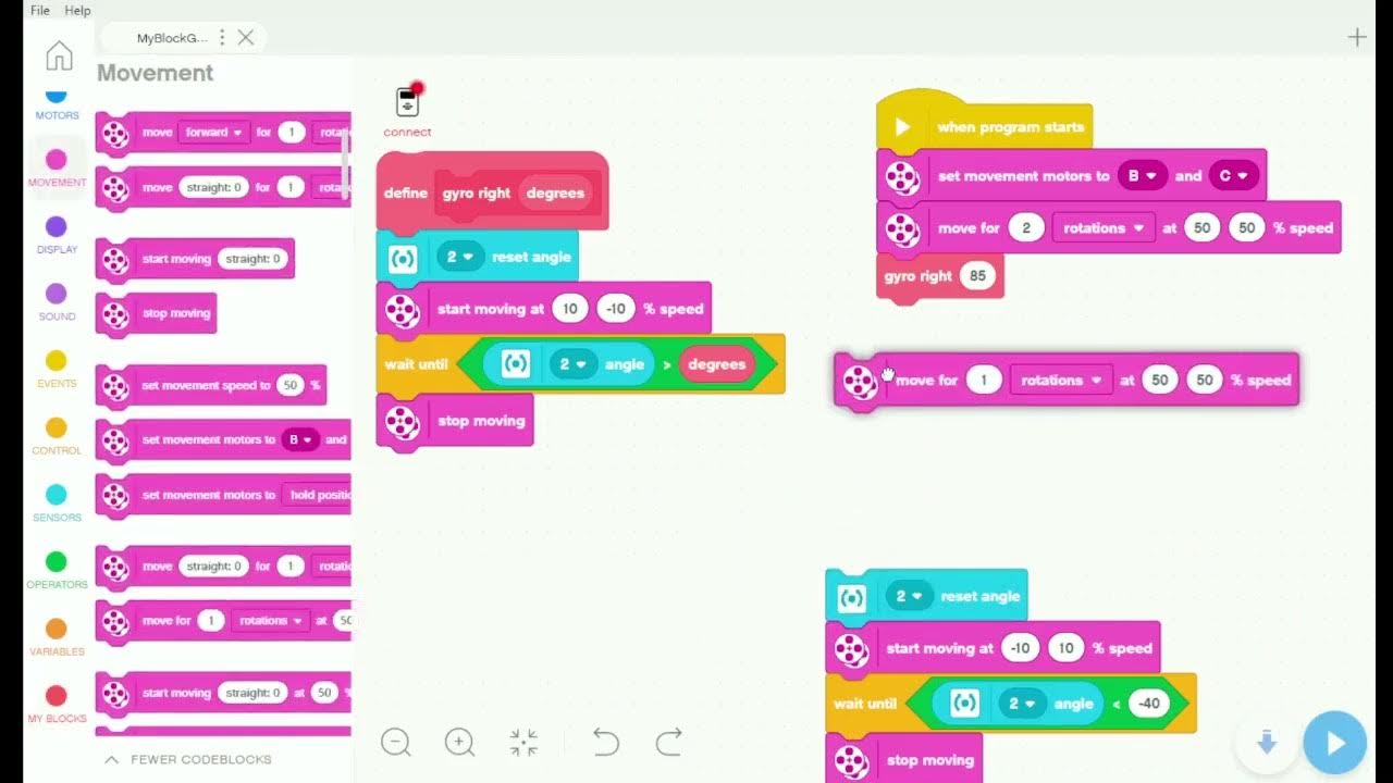Smart programming for a gyro sensor turn - YouTube