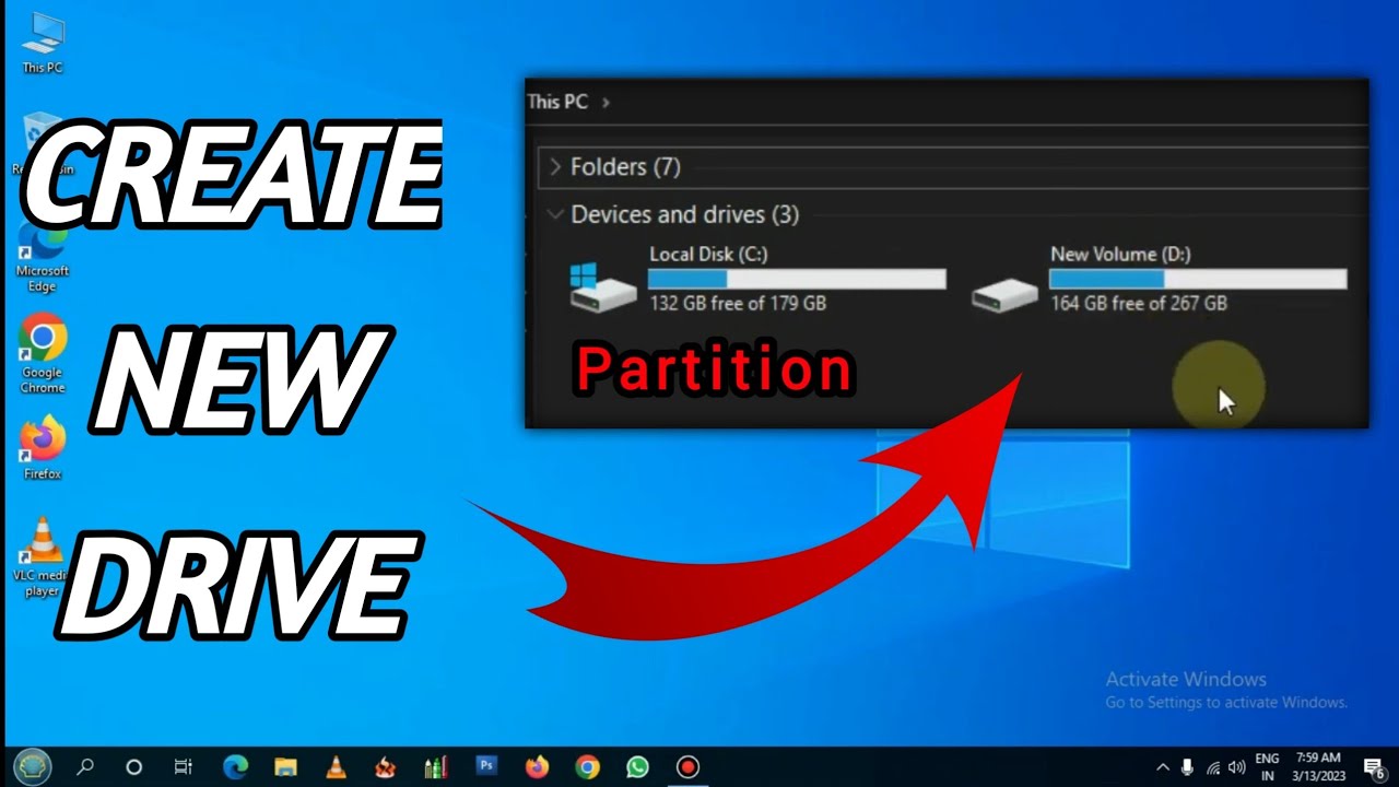 How to Make Partition in Windows 10 | How to Create New Drive (2023 ...