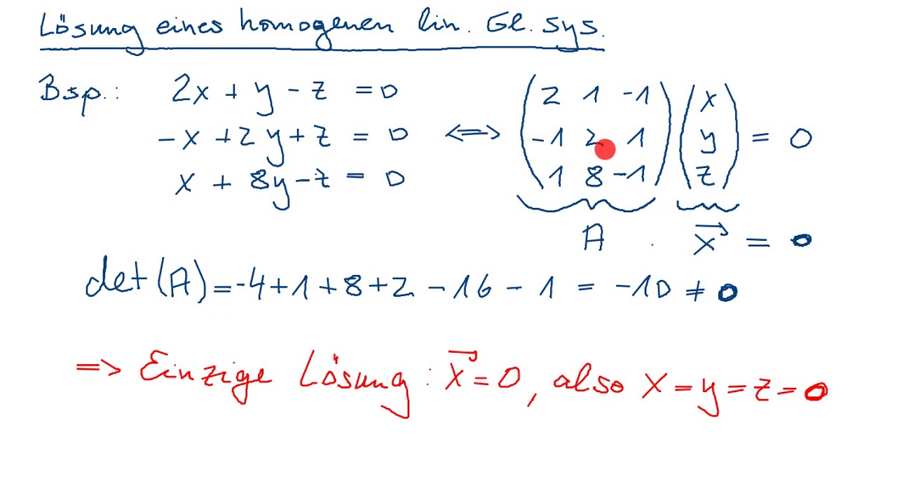 Lösung eines homogenen linearen Gleichungssystems: triviales Beispiel ...