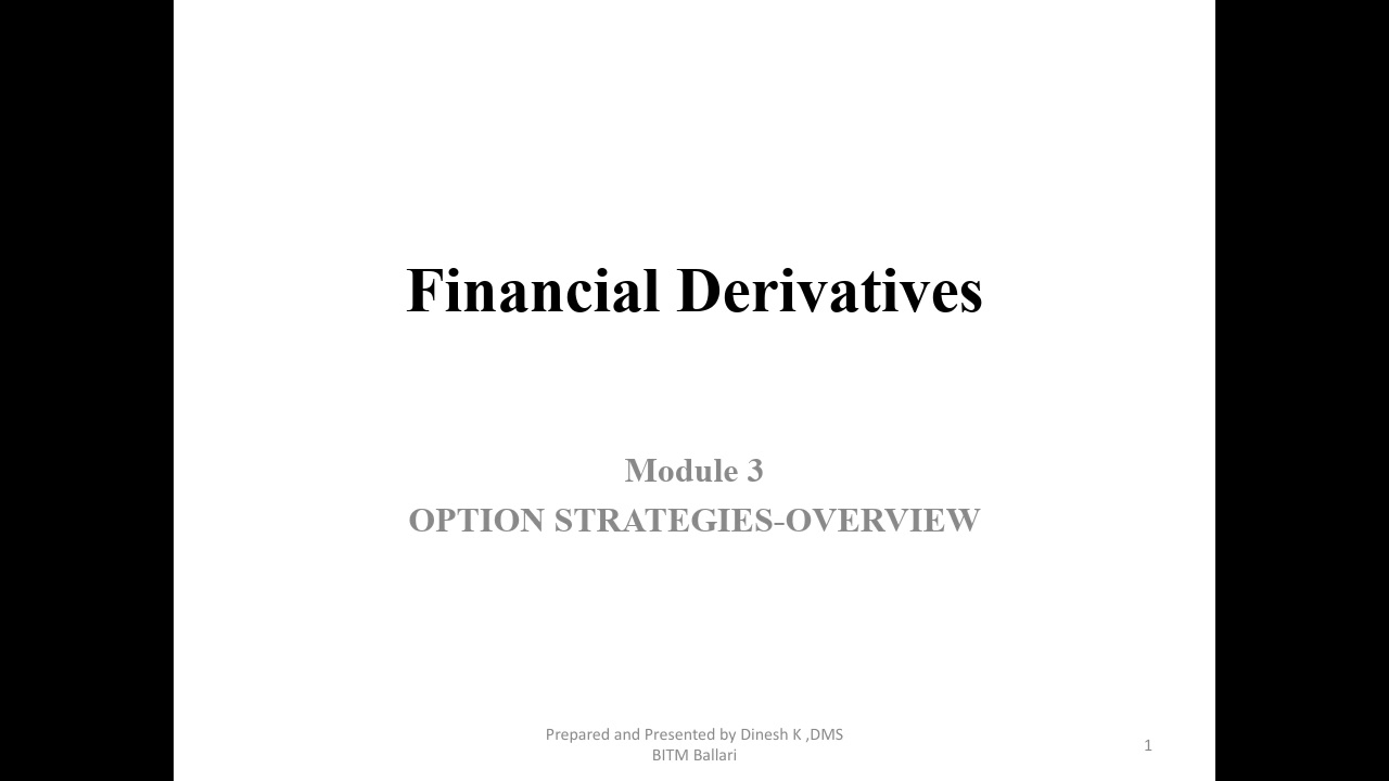 Financial Derivative Option strategies Introduction. - YouTube