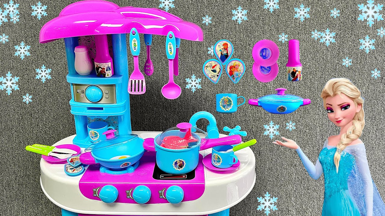 7 Minutes Satisfying with Unboxing Disney Frozen Elsa Kitchen Playset ...