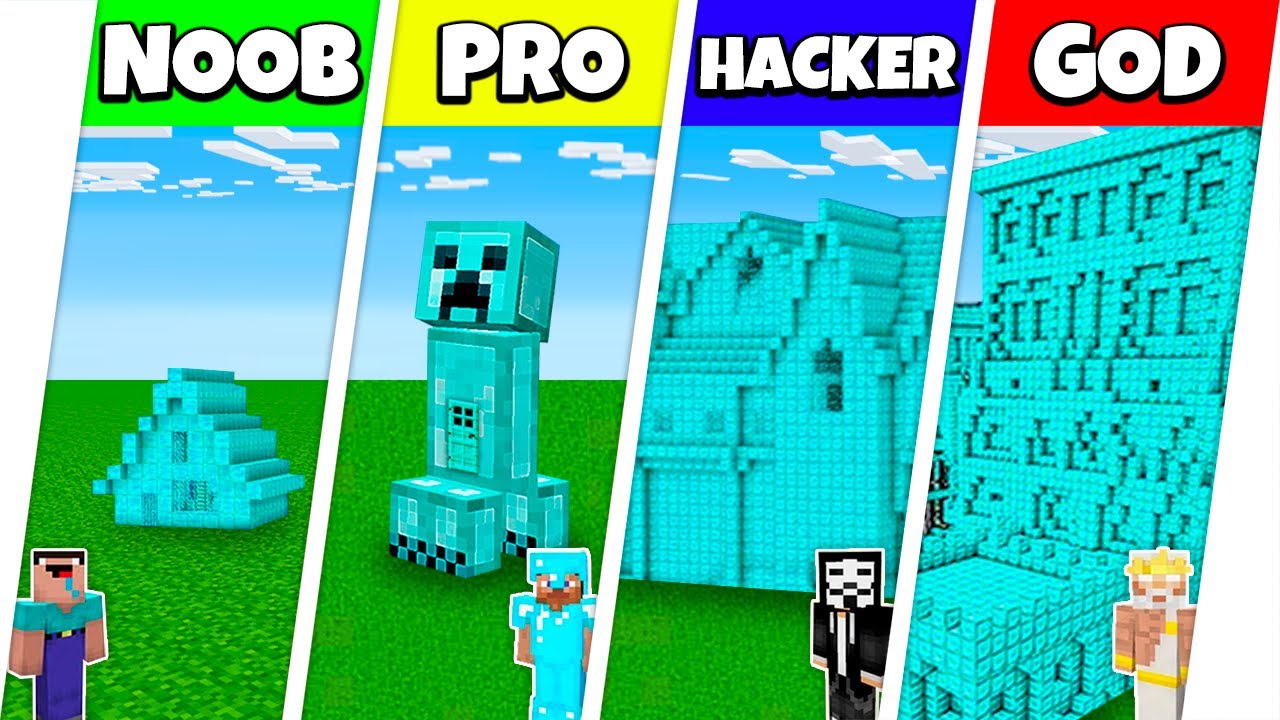 Minecraft Battle: NOOB vs PRO vs HACKER vs GOD: DIAMOND BLOCK HOUSE ...