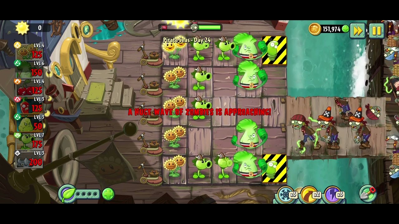 PvZ2 Adventure Pirate Sea Day 24 Replaying Plants Vs Zombies 2 - YouTube