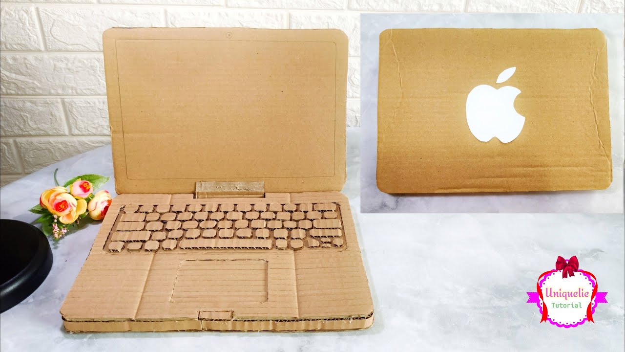 How to make a Laptop with cardboard🎀 Cara membuat laptop dari kardus🎀 ...