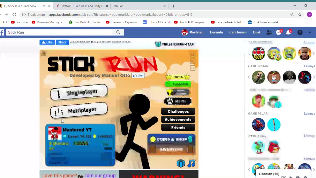 Hack Stick run Game on Facebook - YouTube