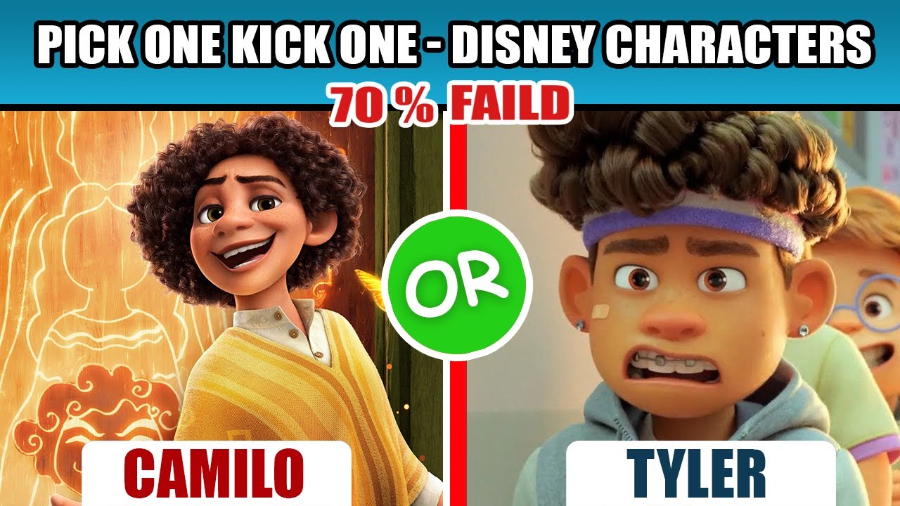 Disney Characters Pick One Kick One Challenge - YouTube