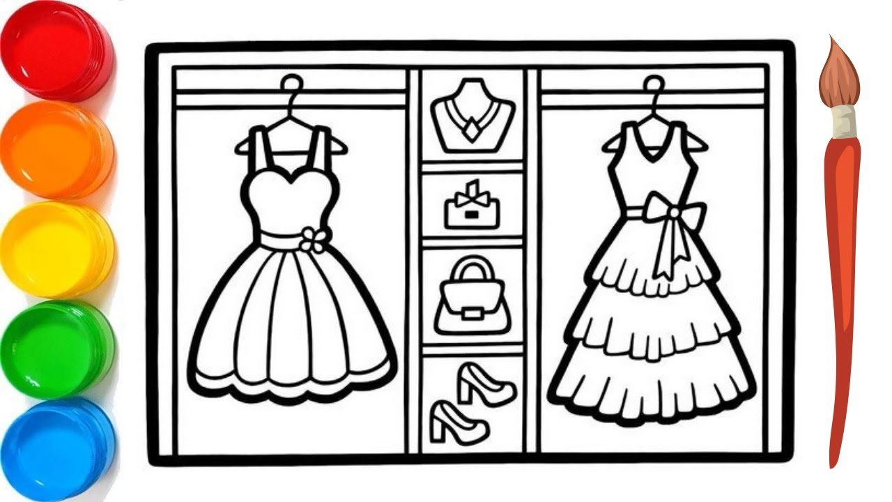 How To Draw Wardrobe And Dresses, Painting and Colouring for Kids 👗 ...