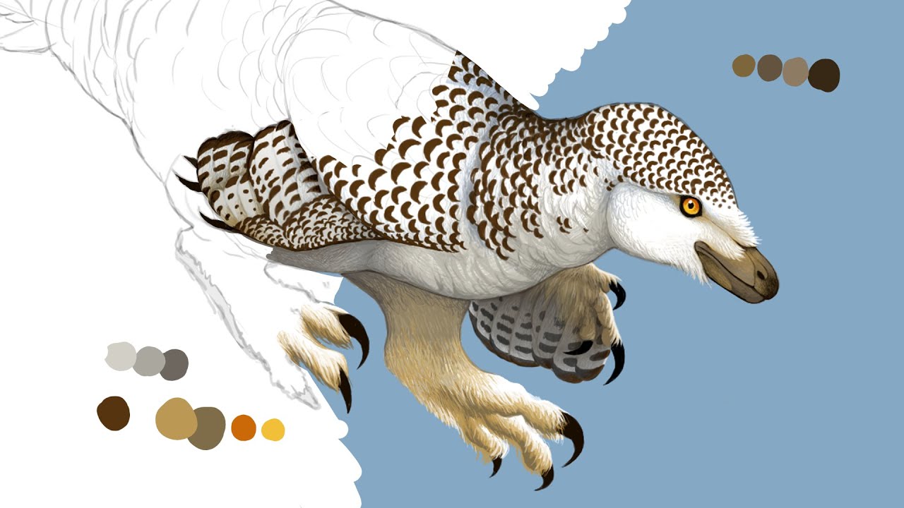 Snow Raptor Speed-Paint - Dromaeosaurid Paleoart - YouTube